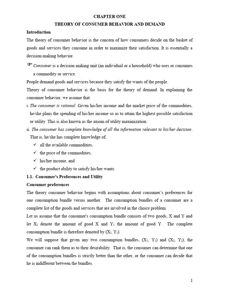Consumer Behavior and Demand Theory | PDF | Utility | Economic Theories