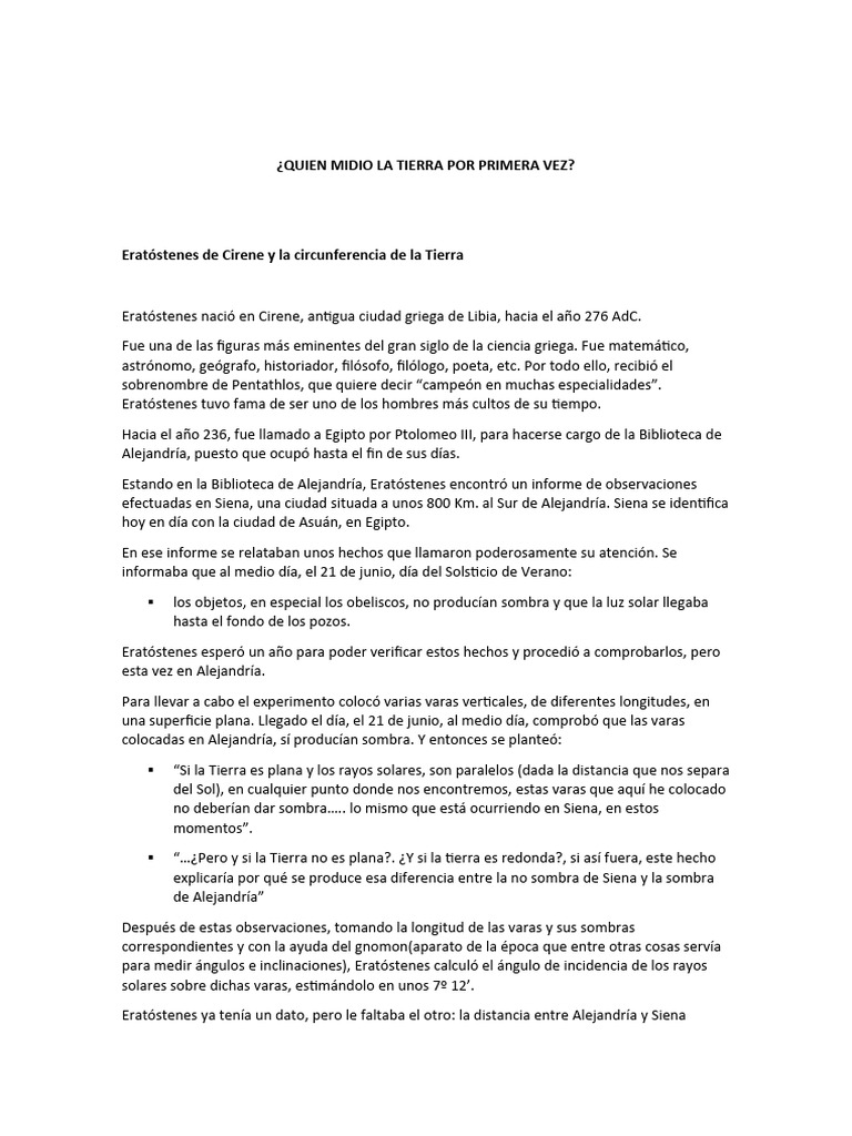 Quien Midio La Tierra Por Primera Vez | PDF | Astronomía