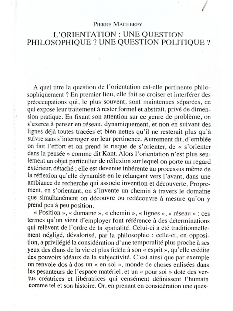 L'orientation Une Question Philosophique | PDF