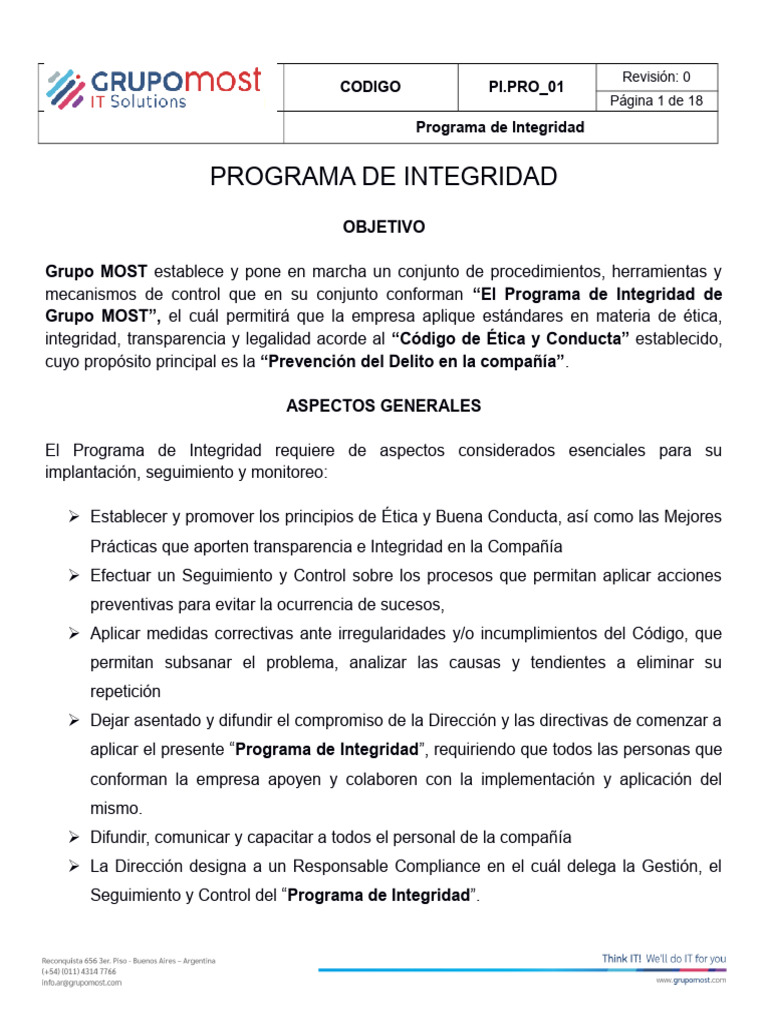 Programa de Integridad Empresarial | PDF | Riesgo | Business