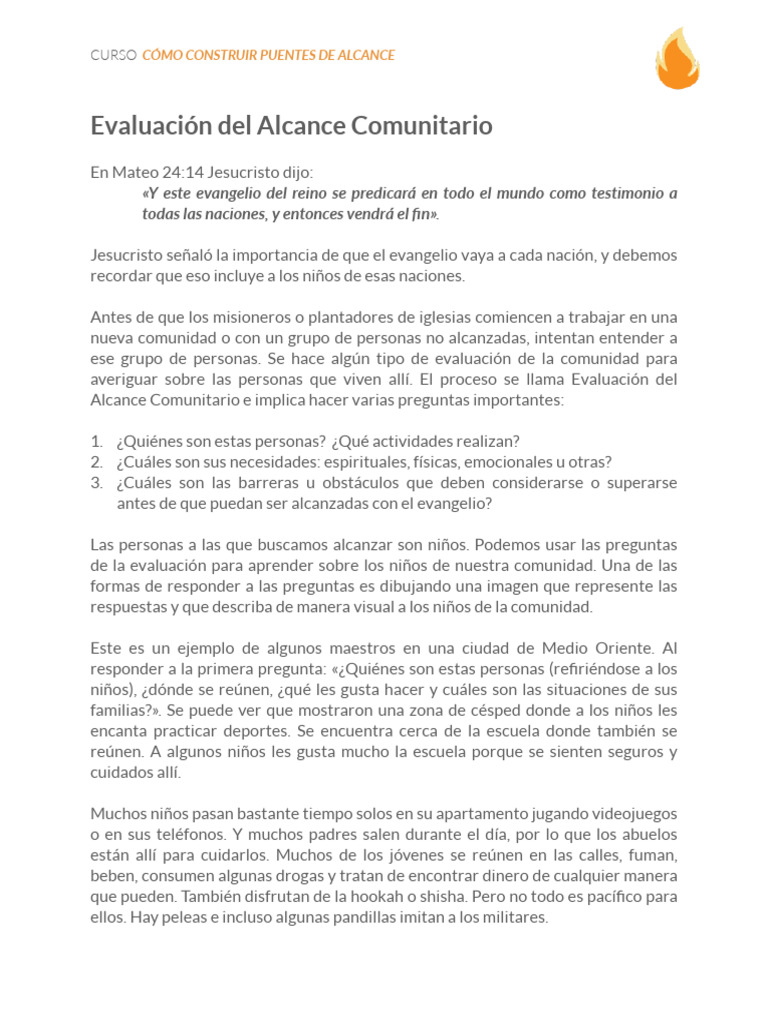 Evaluación de Alcance Comunitario | PDF