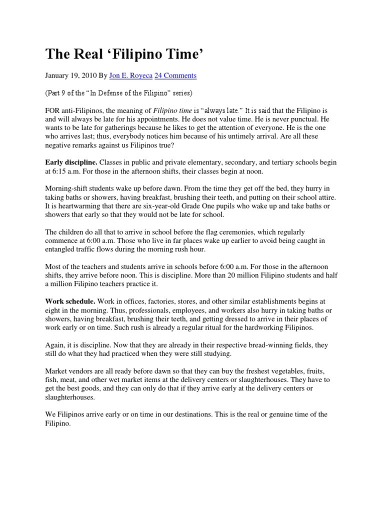 The Real Filipino Time | PDF