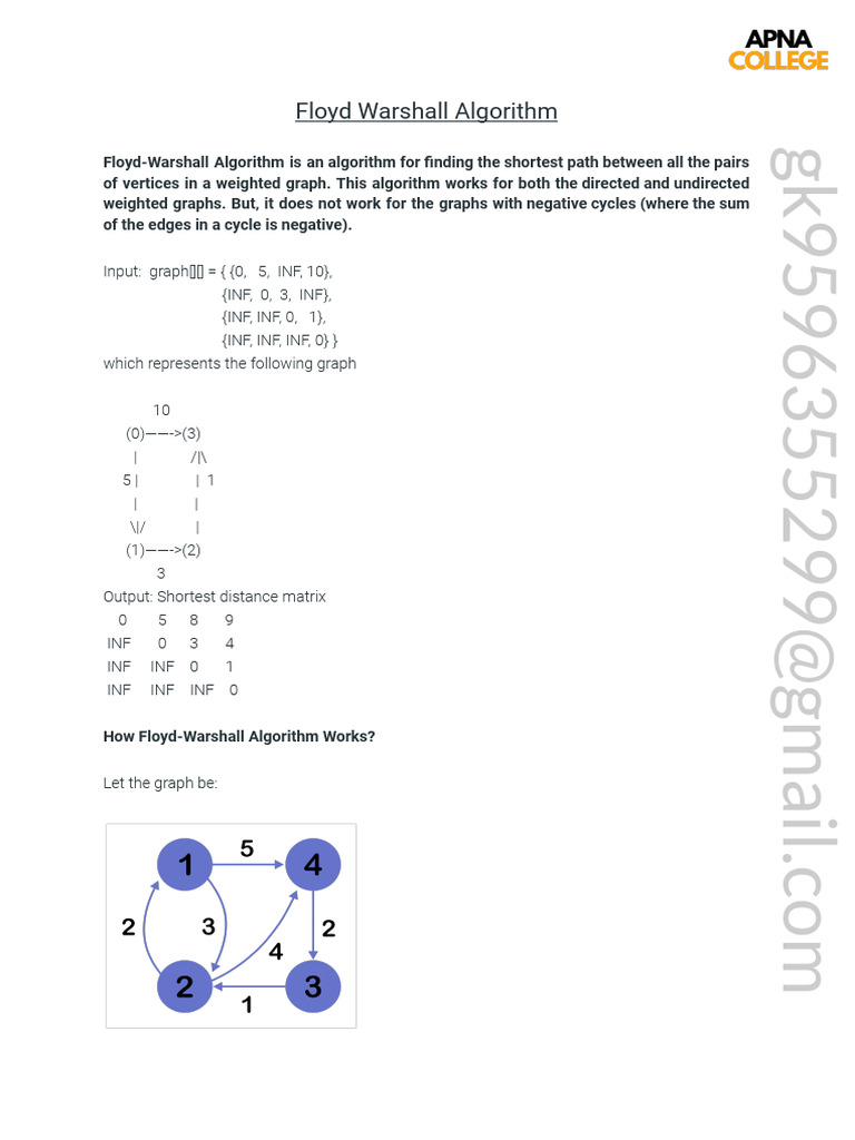 Floyd Warshall Algorithm | Download Free PDF | Algorithms And Data Structures | Computational ...