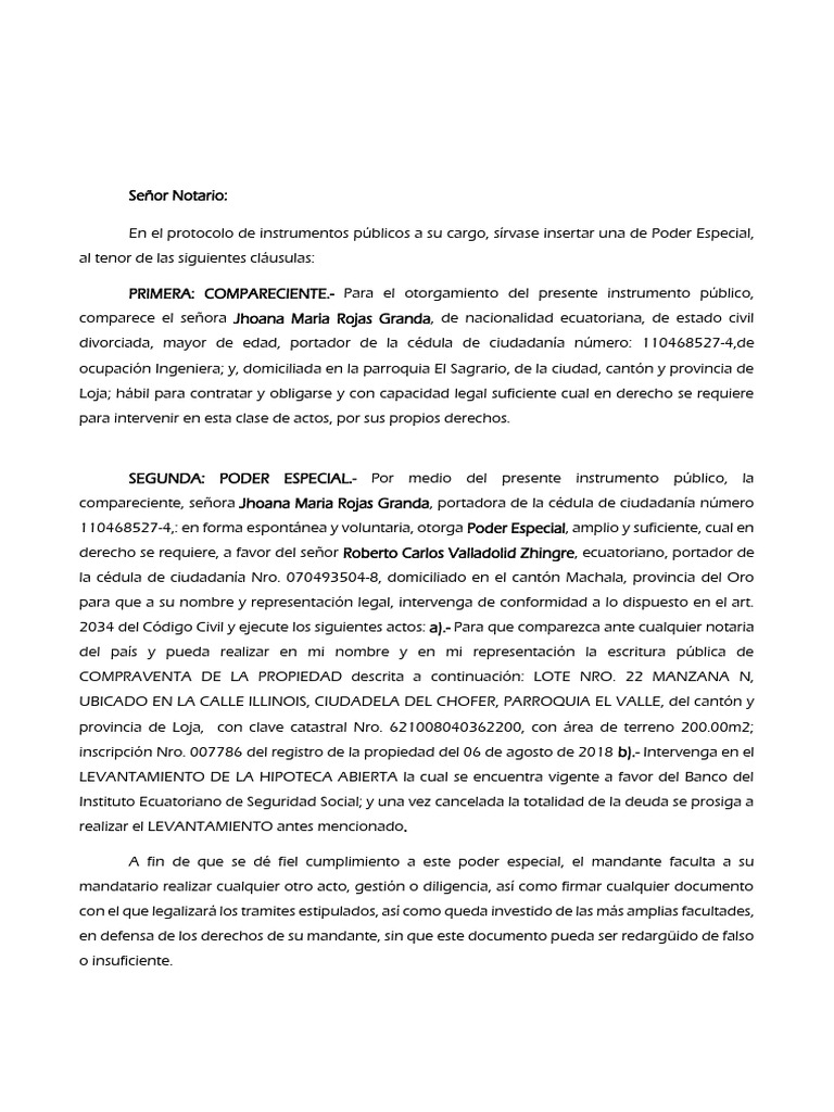 PODER ESPECIAL 2-Signed | Descargar gratis PDF | Documento de identidad