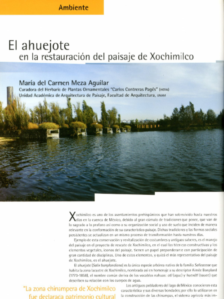 Ahuejote: Clave en Xochimilco | PDF | México | Entorno natural