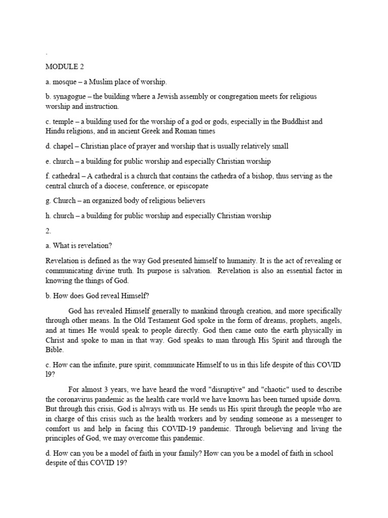 Reed Module 1 Activities | PDF | Revelation | God