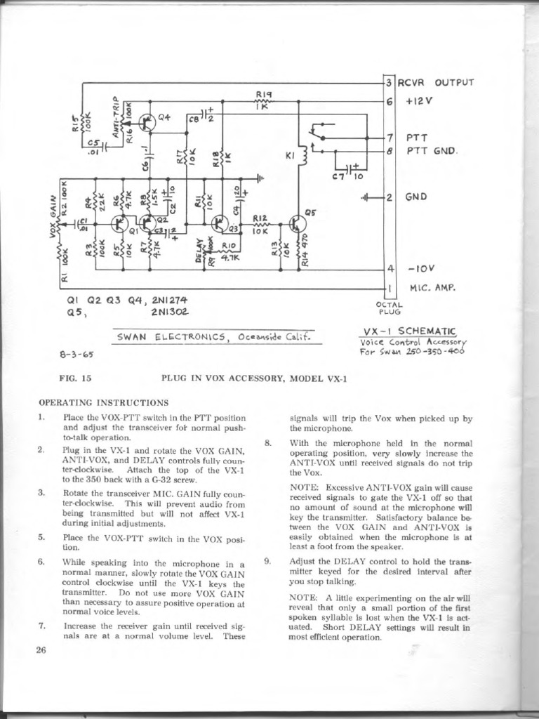 Swan Vx-1 Vox Accessory for Swan 250, 350 and 400 Transceivers | PDF