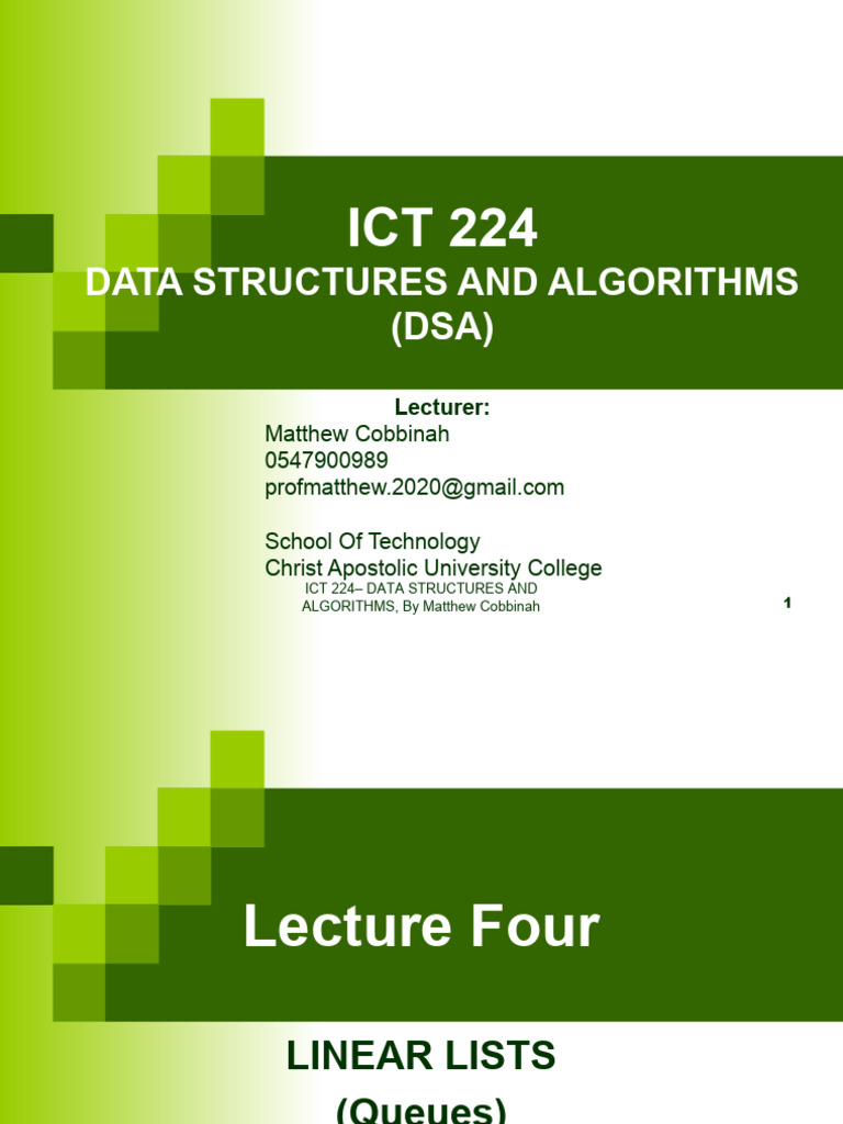Lecture 4-Queues 071658 | PDF | Queue (Abstract Data Type) | Computer Engineering