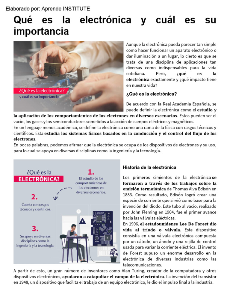 Qué es la electrónica y su importancia | PDF | Electrónica | Tubo vacío