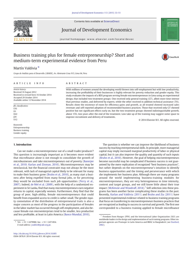 CL1 - RCT Valdivia 2015 | PDF | Sampling (Statistics) | Microfinance