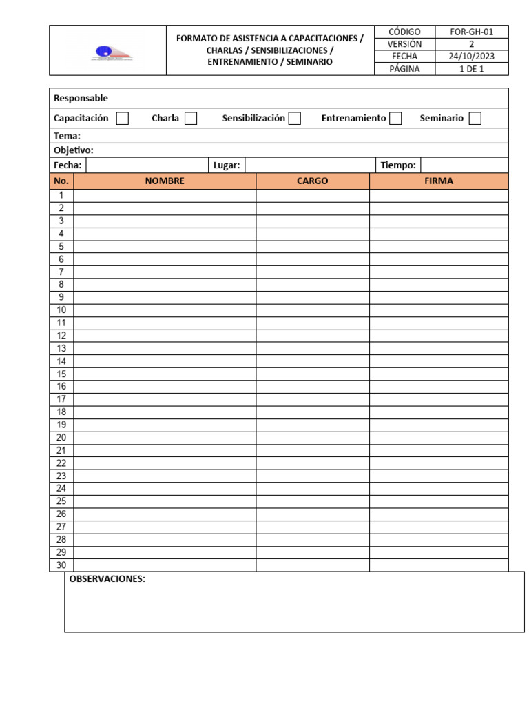 Formato de Asistencia OP | PDF