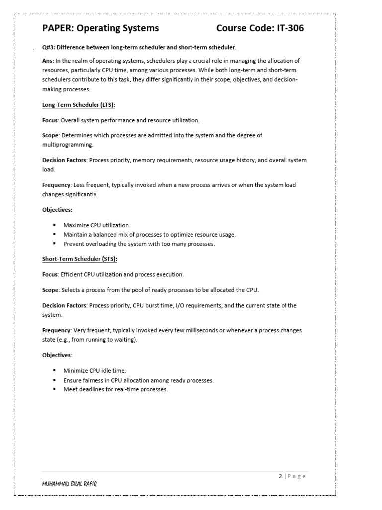 Solved Past Papers (Operating System) (1) | PDF | Thread (Computing) | Kernel (Operating System)