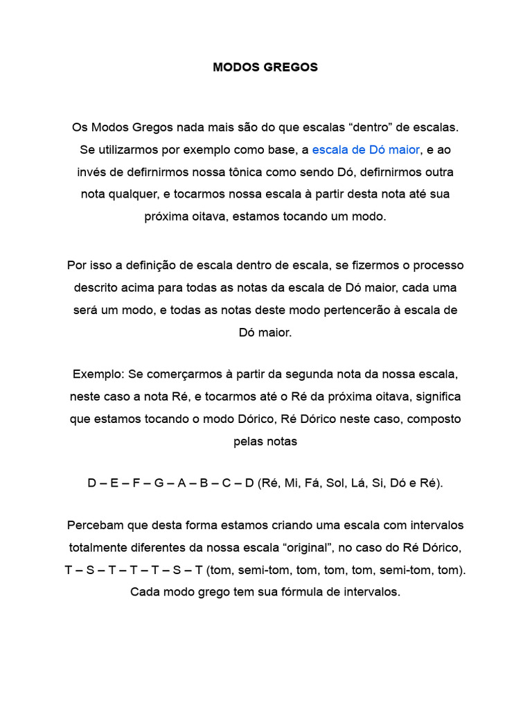 Modos Gregos Ed Pdf Escala Música Intervalo Música