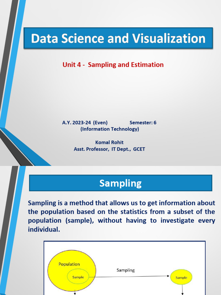 Sem 6- DSV- Unit 4 - Sampling and Estimation | PDF | Sampling (Statistics) | Estimator