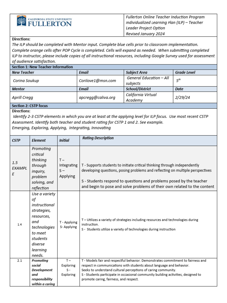 Ilp Semester4 2024 Cs - Final | PDF | Teachers | Inquiry Based Learning