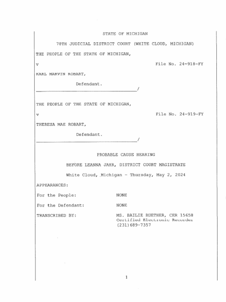 Robart Arraignment Transcripts | PDF