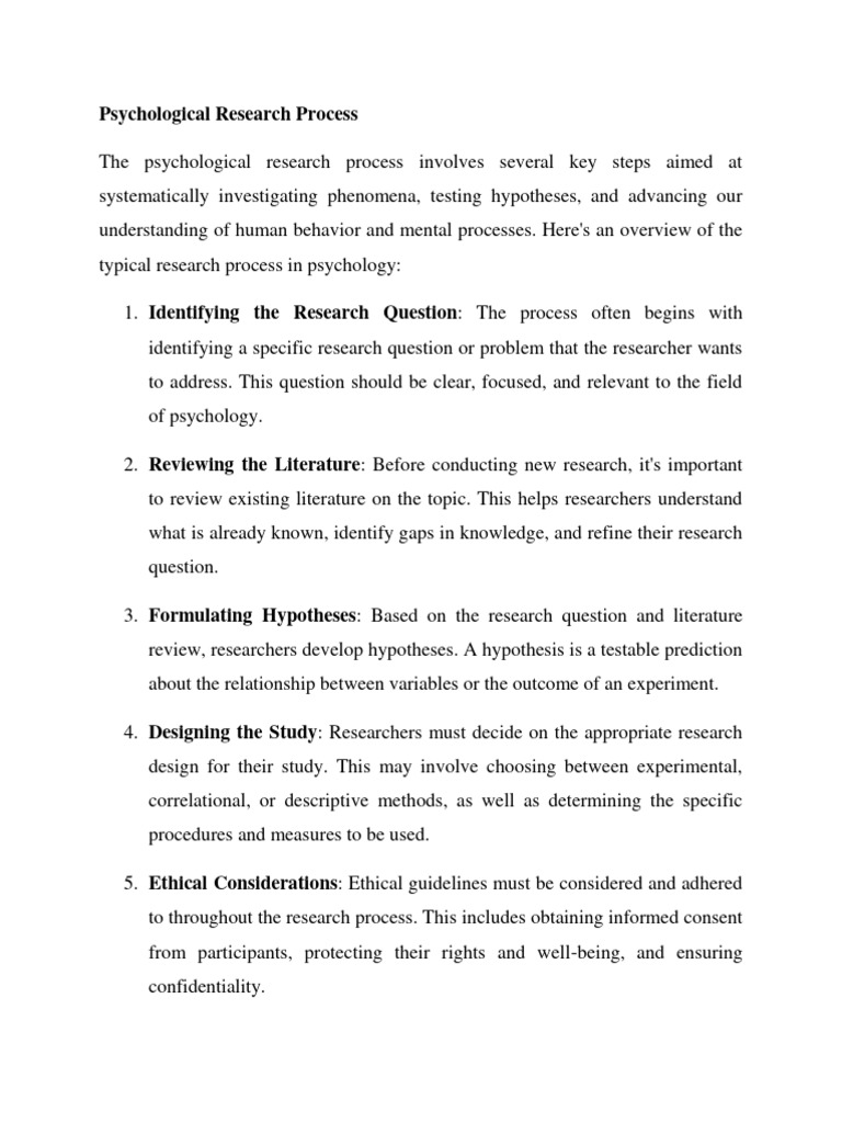 Psychological Research Process | PDF | Scientific Method | Hypothesis