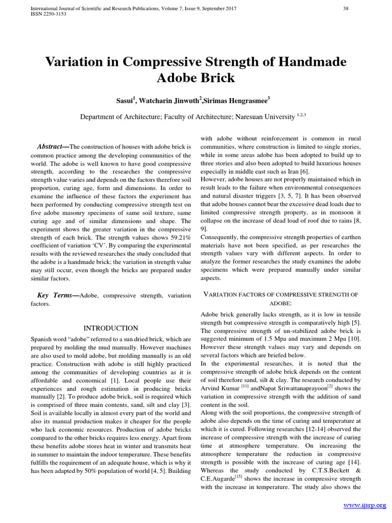 Adobe Brick Strength Analysis | PDF | Soil | Brick