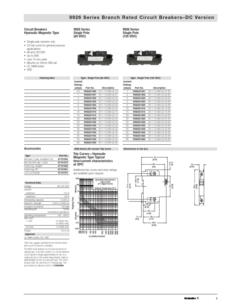 9926 Series Branch Rated Circuit Breakers-DC Version | PDF ...