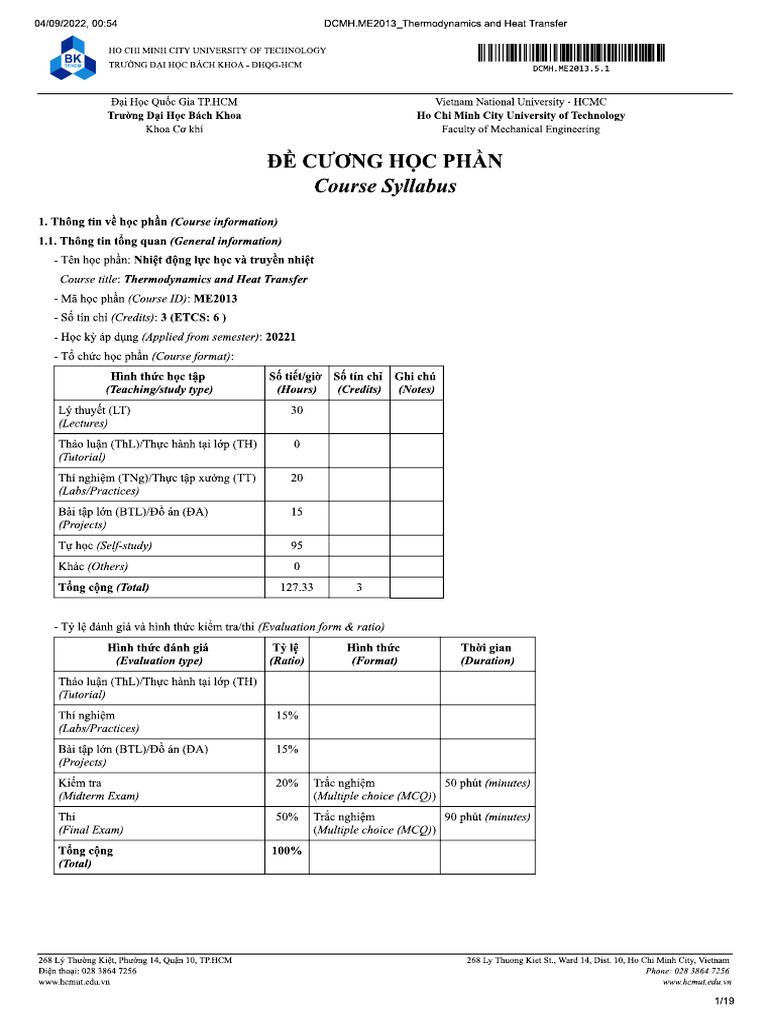 DCMH - Me2013 - Thermodynamics and Heat Transfer | PDF