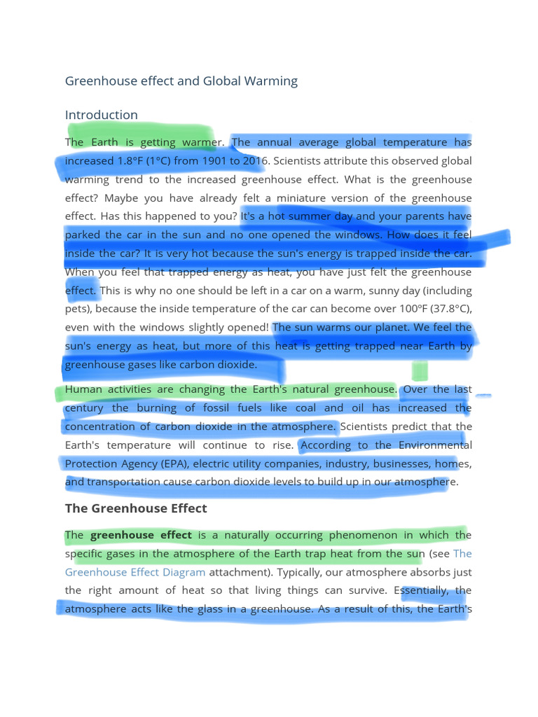 Greenhouse Effect and Global Warming | PDF | Greenhouse Effect ...
