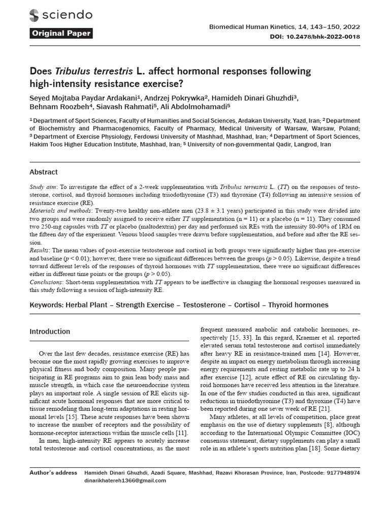 Ardakani-Does Tribulus Terrestris L. Affect Hormonal Responses Following High-Intensity ...
