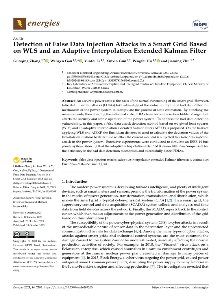 Detection Of False Data Injection Attacks In A Sma Download Free Pdf