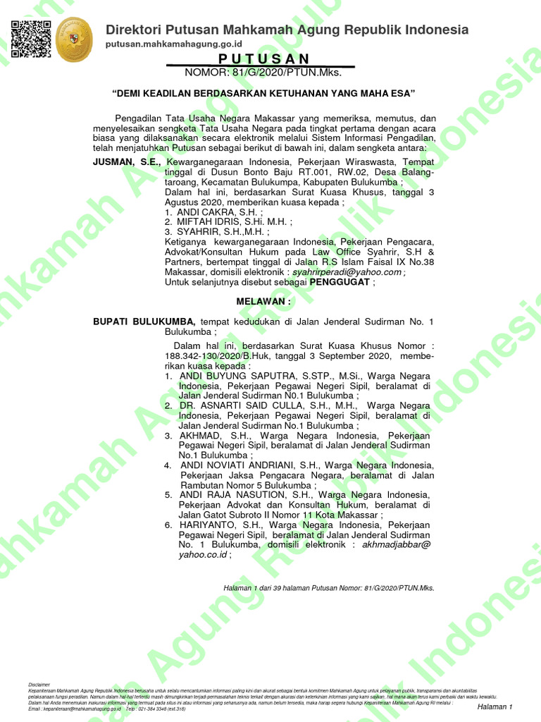 Putusan 81 G 2020 Ptun - Mks 20231114104926 | PDF