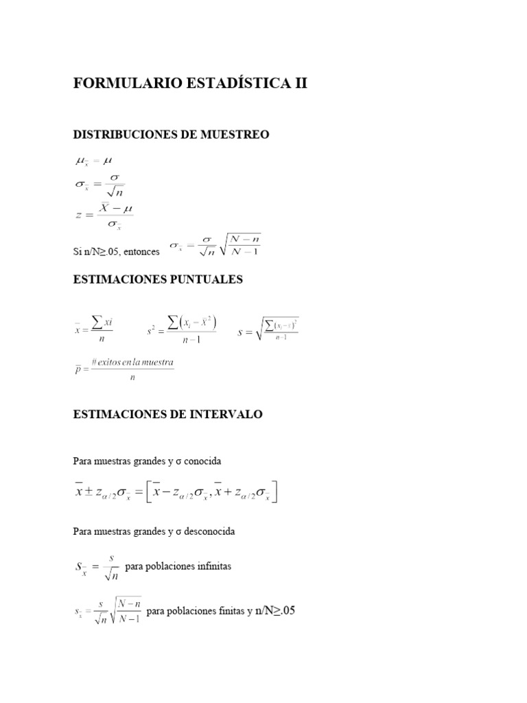 Formulario Estadistica | PDF | Distribución de veneno | Enseñanza de matemática