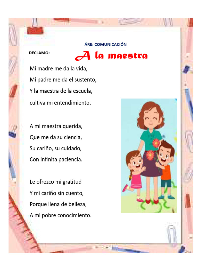 Agradecimiento A La Maestra Pdf Arte Ficción General