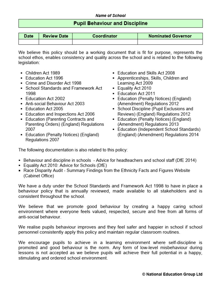 Pupil Behaviour and Discipline | PDF | Disciplines | Social Equality