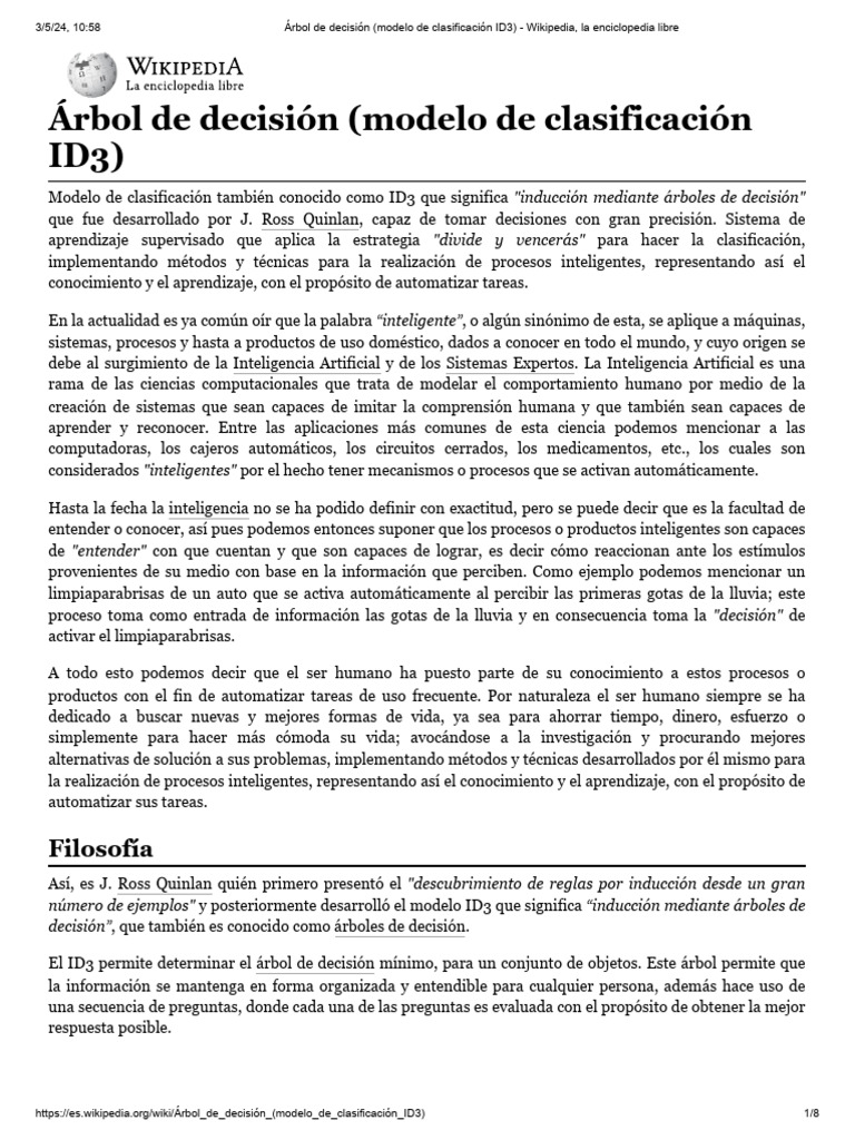 Árbol de Decisión ID3: Clasificación Eficiente | PDF | Aprendizaje ...