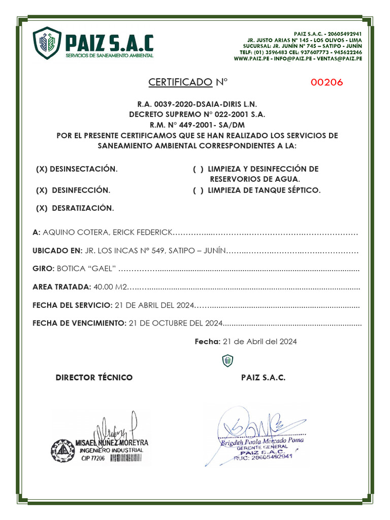 Cf206 Botica Gael | PDF | Ingeniería Ambiental | Agua