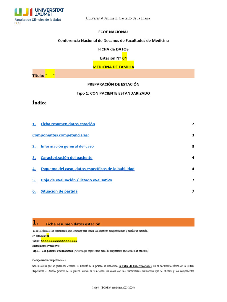 E04 Familia t1 Ficha Estacion 04 | PDF | Diagnostico medico | Evaluación