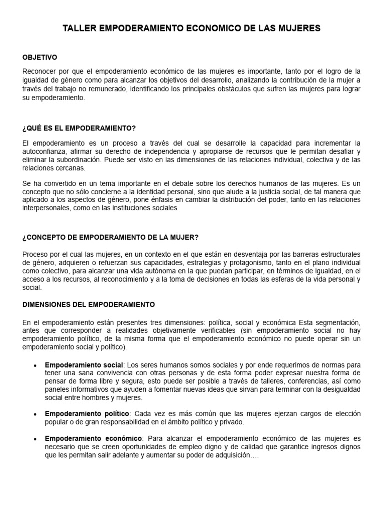 Empoderamiento Económico de Mujeres | PDF | Empoderamiento | Estudios de género