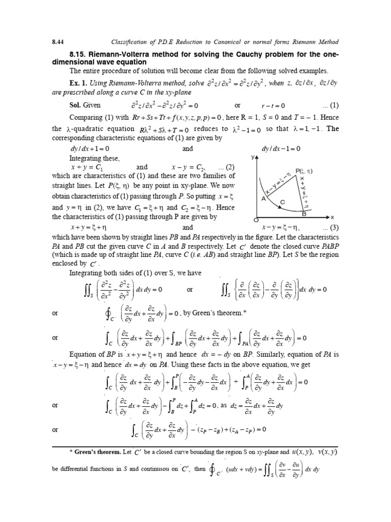 Riemann-Volterra Method For Solving The Cauchy Problem For The One Dimensional Wave Equation ...