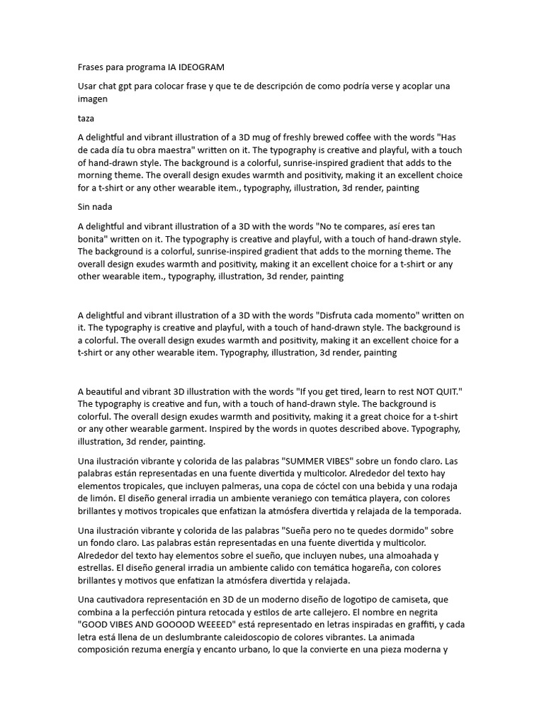 Frases para Programa IA IDEOGRAM | PDF | Diseño gráfico
