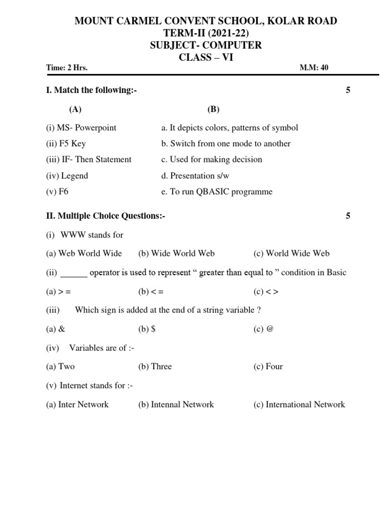 Class VI Computer Term II | PDF | Computer Program | Programming