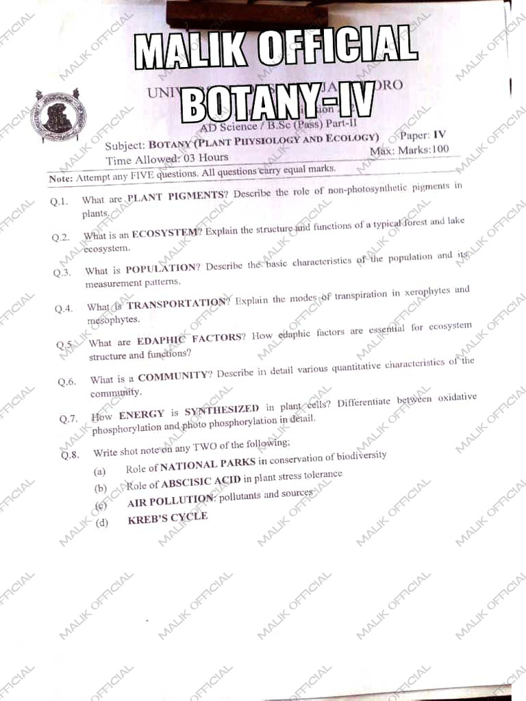 Botany-Iv (Ads) Solved.2023 | PDF