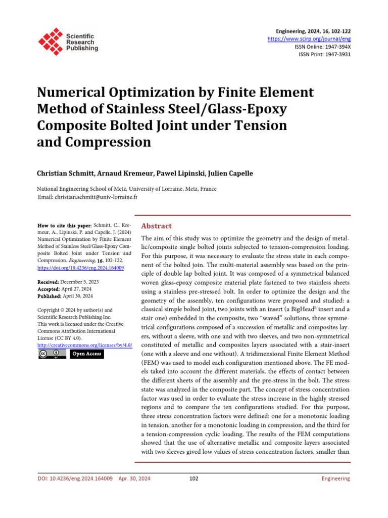 Numerical Optimization by Finite Element Method of Stainless Steel ... Numerical Optimization by Finite Element Method of Stainless Steel ...