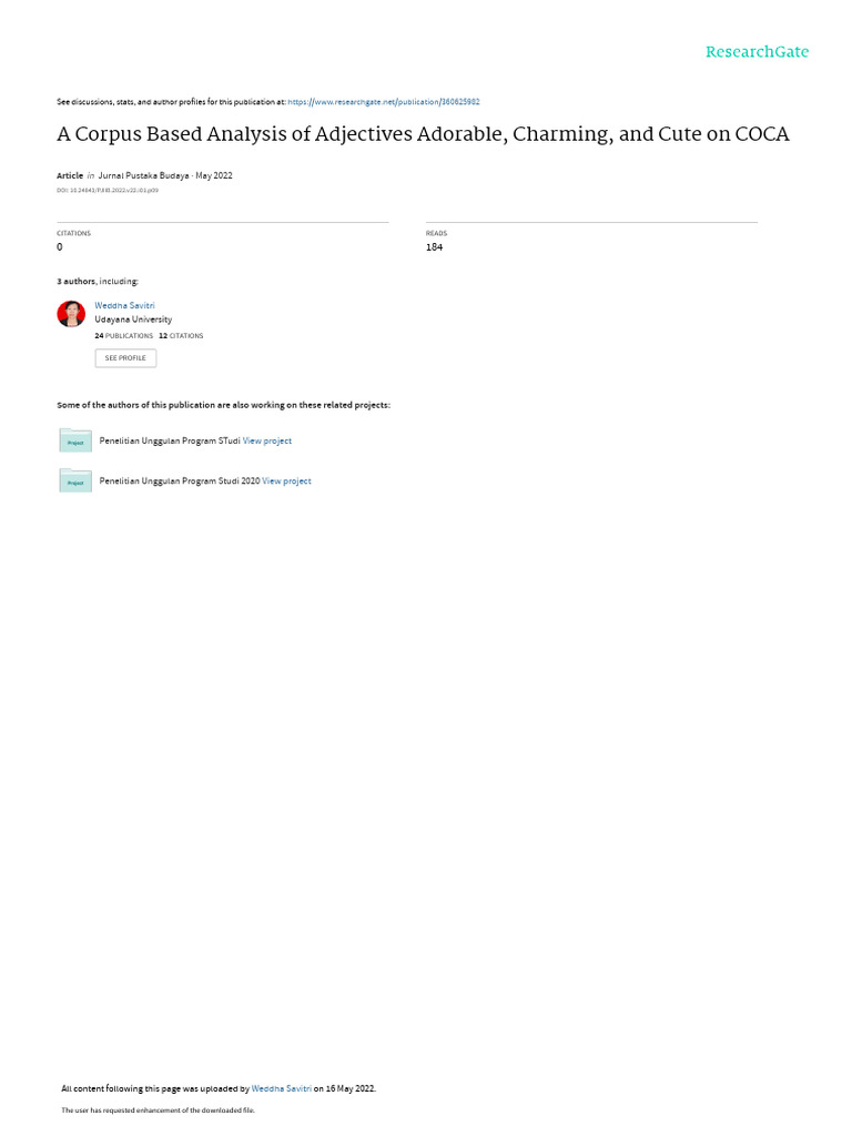 Cba of Adjectives Adorable Charming and Cute On Coca | PDF | Adjective ...