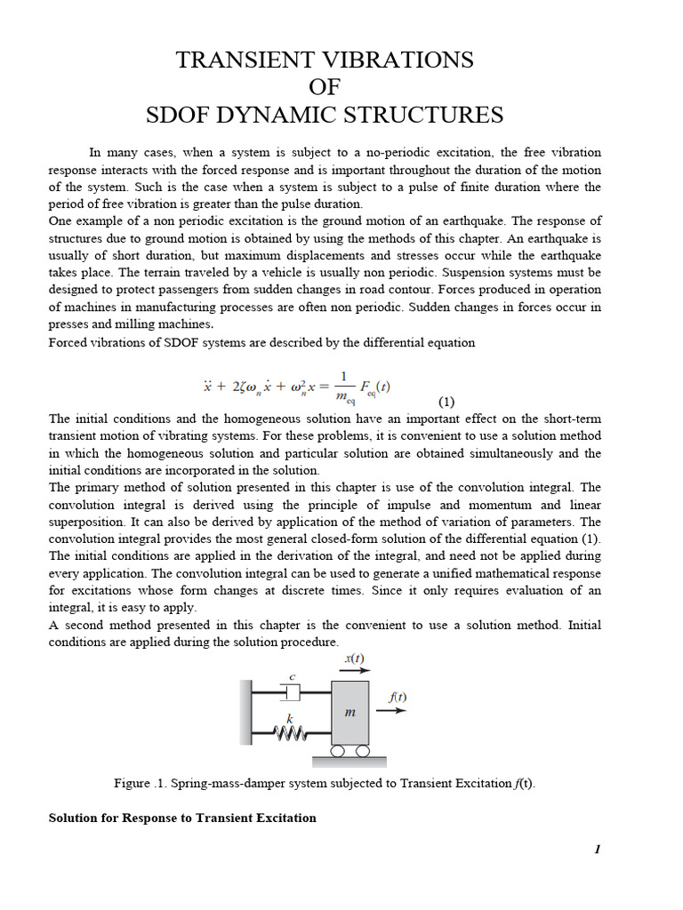 Transient Vibrations of Sdof Systems | PDF | Physics | Physical Phenomena