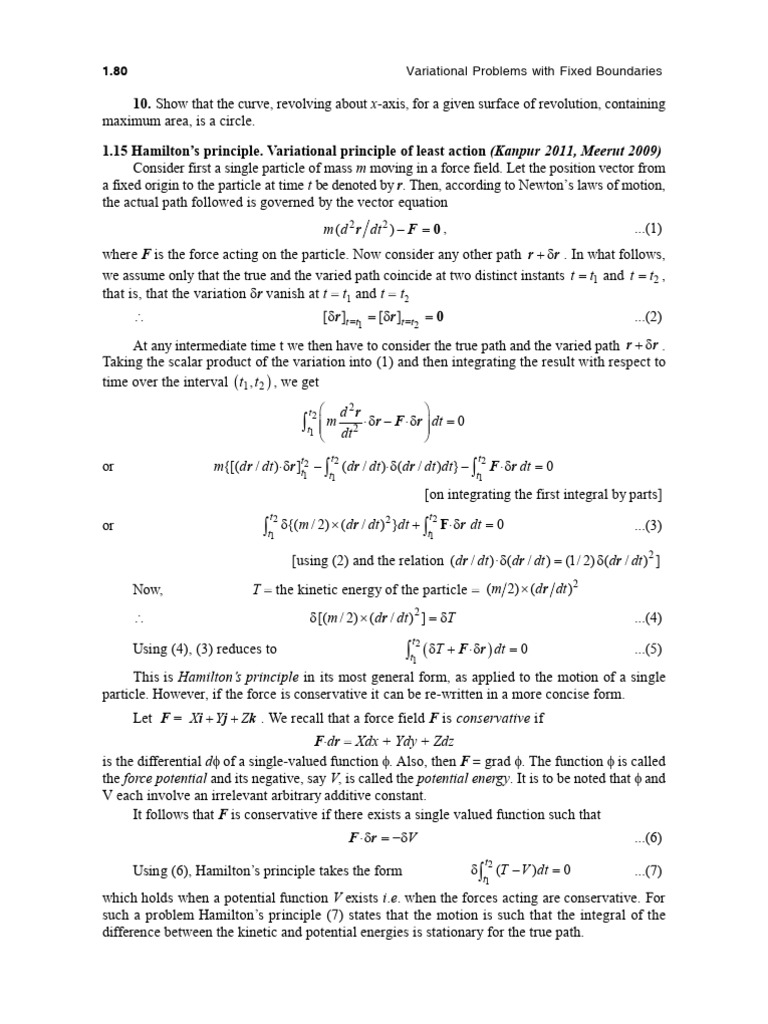 Hamilton's Principle. Variational Principle of Least Action | PDF | Lagrangian Mechanics ...