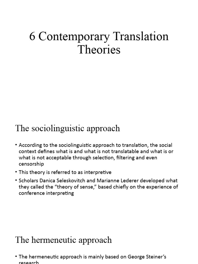 6 Theories of Translation 1 | PDF | Social Science | Science & Mathematics