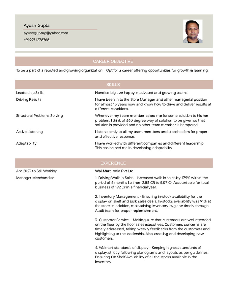 Ayush Gupta Resume | PDF | Inventory | Business