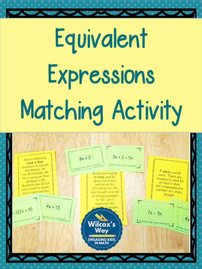 Equivalent Expressions Matching Activity | PDF | Mathematics | Teachers