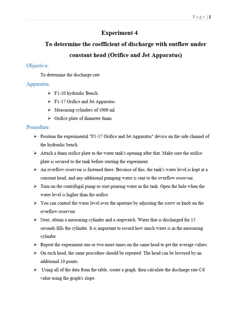 Experiment 4,5,6 Fluid Mechanics Lab | PDF | Reynolds Number | Fluid Dynamics