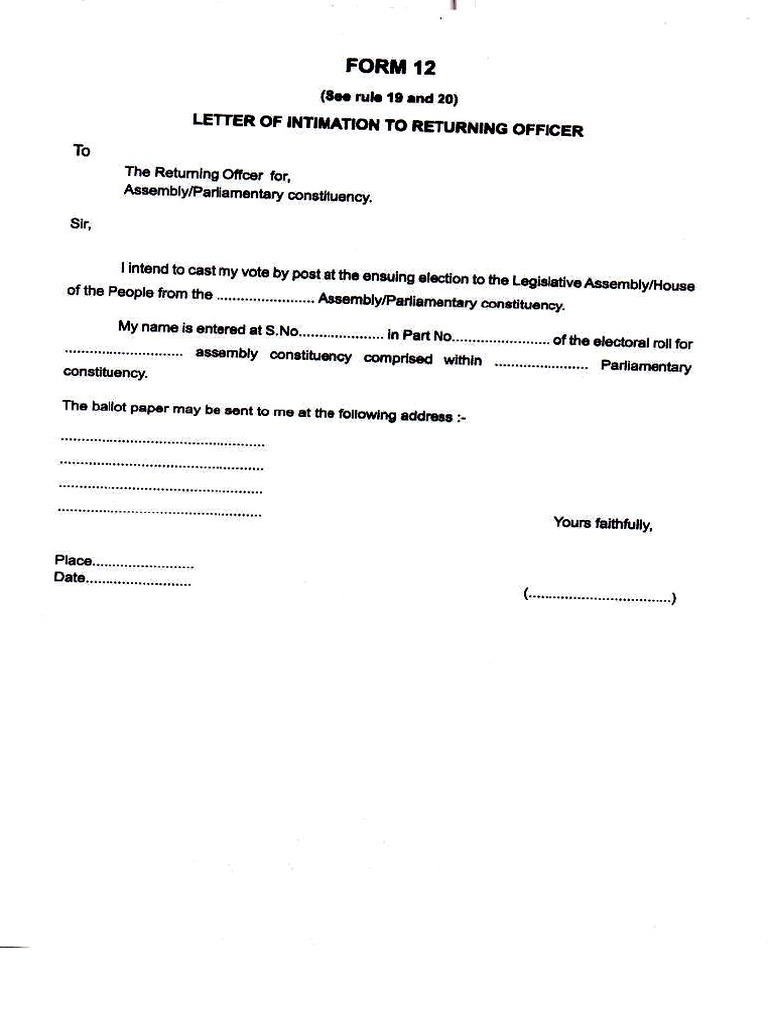 Letter of Intimation and Certificate For Election Duty | PDF