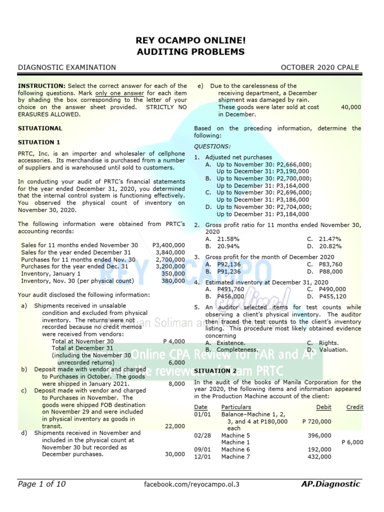 AP - Diagnostic Exam. | Download Free PDF | Securities (Finance) | Expense