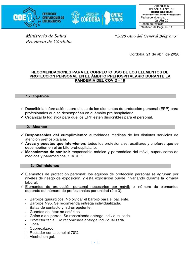 ANEXO 18 PROTOCOLO DE BIOSEGURIDAD Protocolo Prehosp | PDF | Lavado de manos | Paramédico
